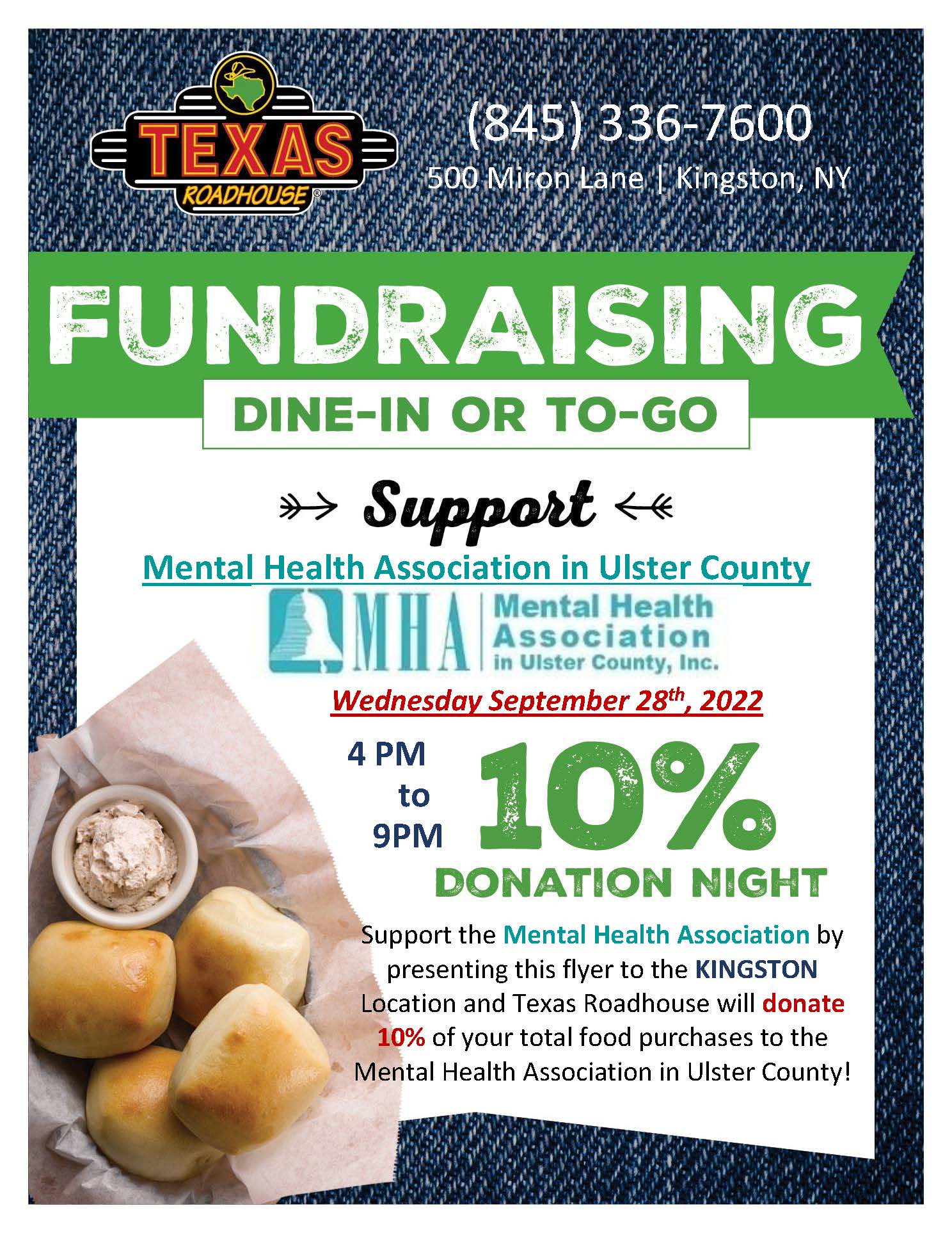 Support MHA at Texas Roadhouse – Mental Health Association in Ulster County